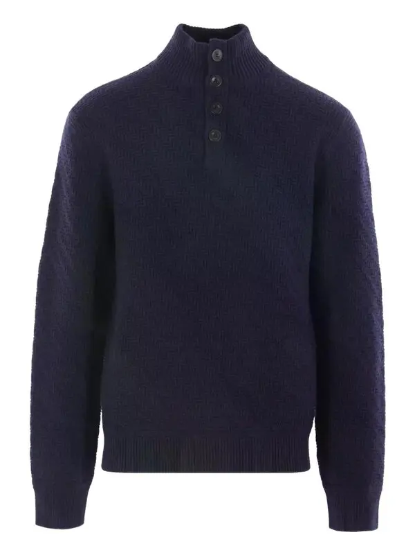 Giorgio Armani Textured High-neck Cashmere Sweater - Blue