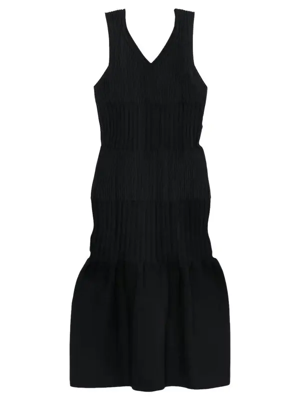 CFCL Ribbed V-neck Midi Dress - Black
