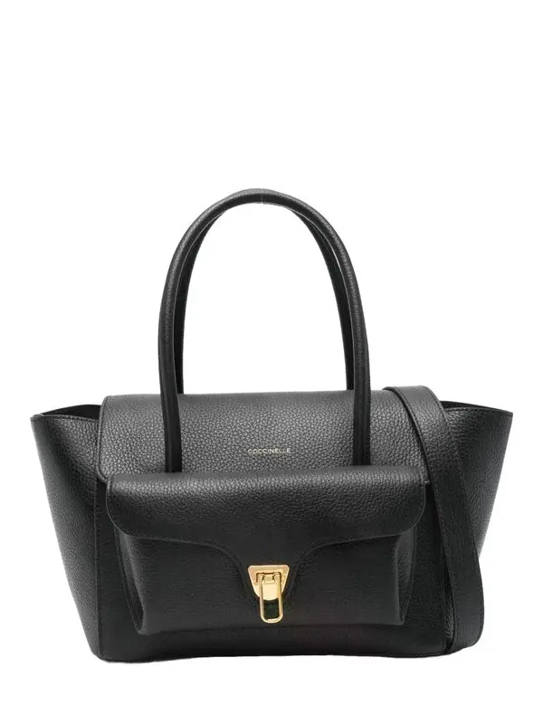 COCCINELLE Double Beat Leather Tote - Black