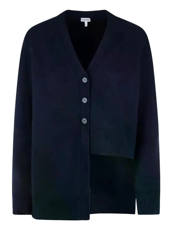 Loewe Button-fastening Asymmetric Cardigan - Blue