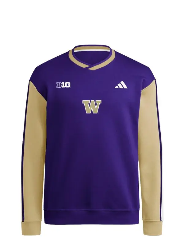 Adidas Washington Huskies 3-stripes Fleece Crew - Collegiate Purple / Team Sand