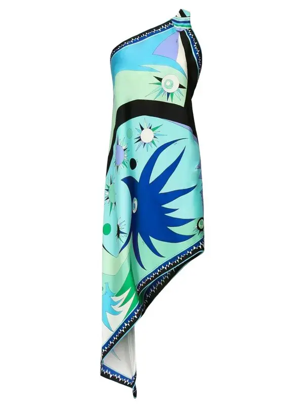 Emilio Pucci Stella-print Asymmetric Silk Dress - Green