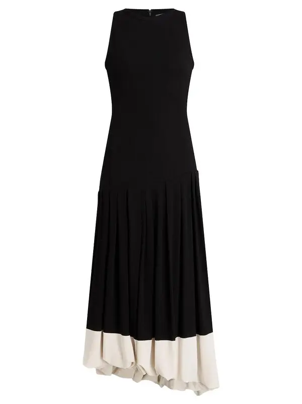 Victoria Beckham Asymmetric Two-tone Jersey Midi Dress - Black