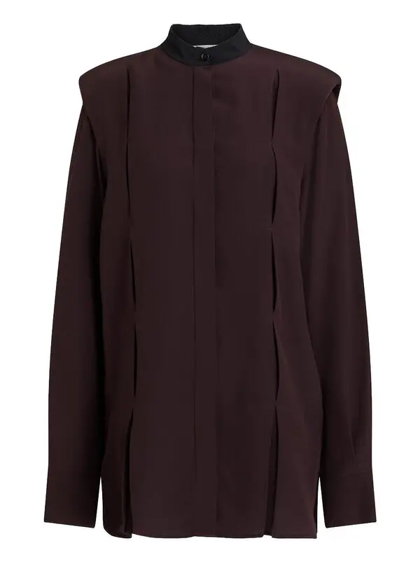 Victoria Beckham Pleated Silk Crepe De Chine Blouse - Grape