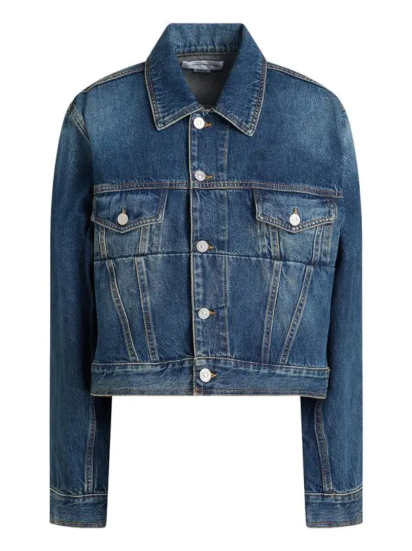Victoria Beckham Cropped Denim Trucker Jacket - Mid Denim
