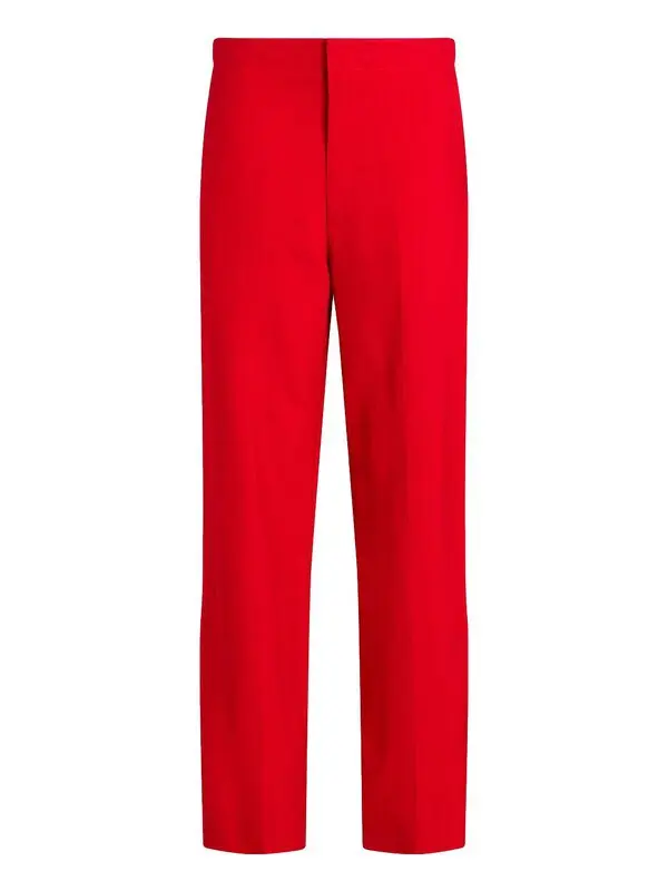 Victoria Beckham Tapered Slub Woven Pants - Red