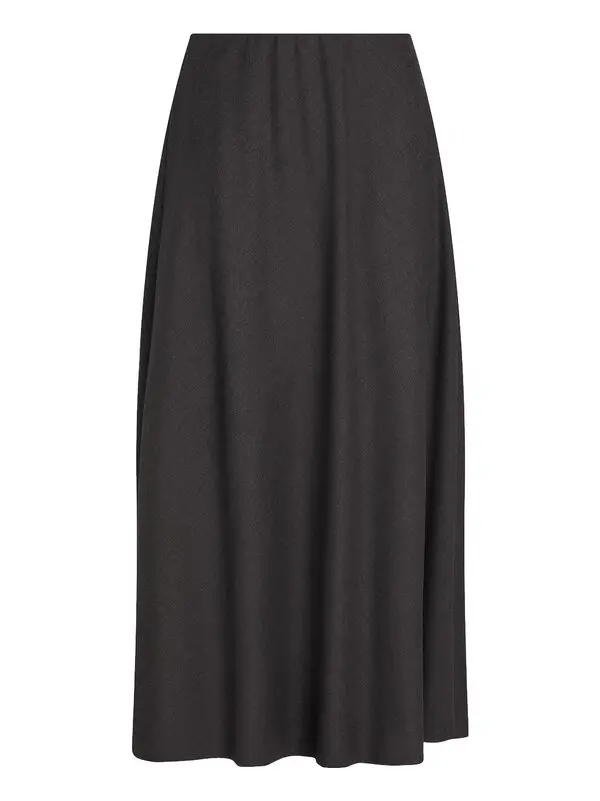 Brunello Cucinelli Wool-blend Twill Midi Skirt - Dark Gray