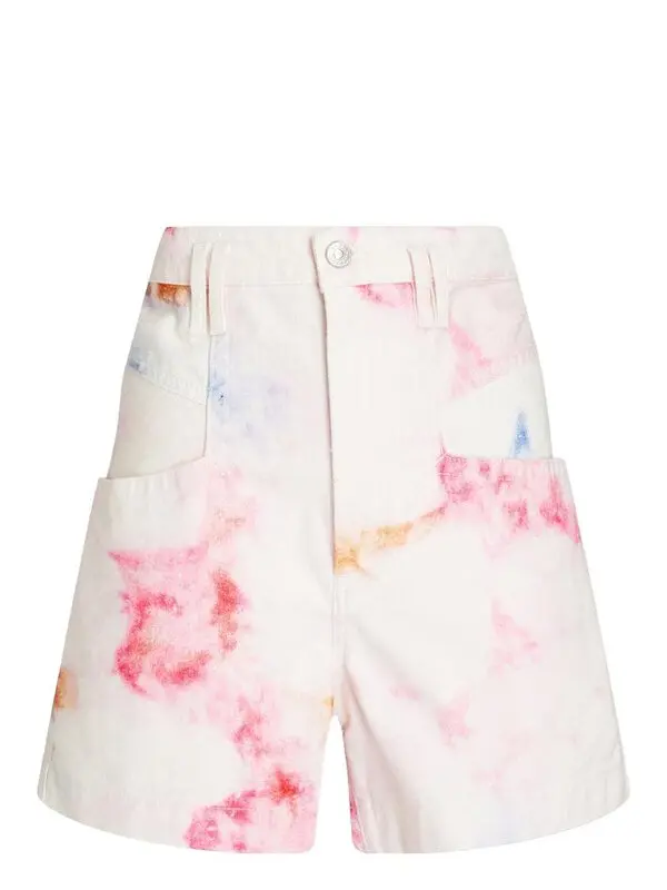 Isabel Marant Esquia Tie-dyed Denim Shorts - Pastel Pink