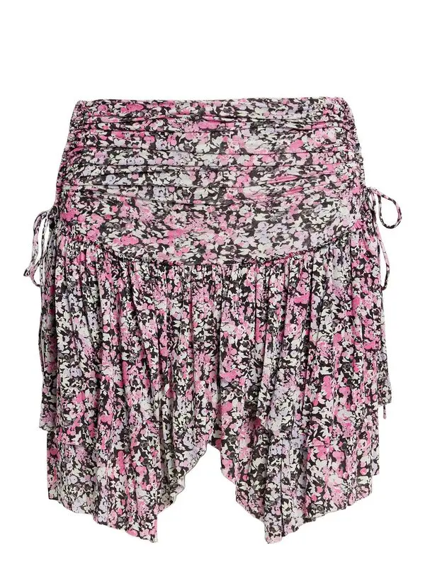 Isabel Marant Santa Ruched Floral-print Mini Skirt - Pink