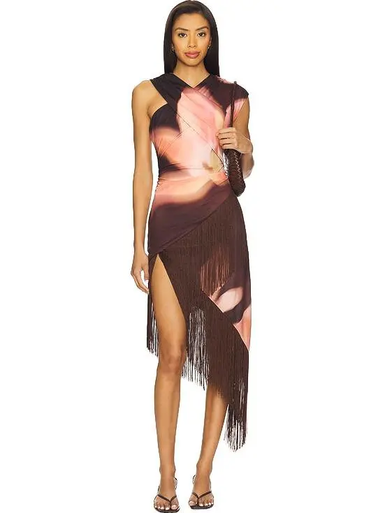 THE WOLF GANG Veda Midi Dress - Brown