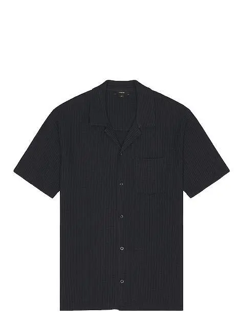 Vince Seersucker Cabana Shirt In Navy - Coastal