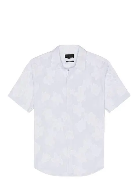 Vince Fil Coupe French Placket Shirt In Blue - Optic White