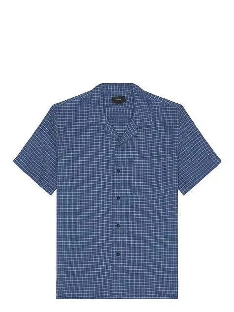 Vince Provence Plaid Collar Shirt In Blue - High Tide