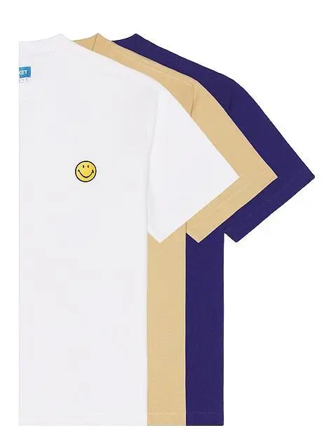 MARKET Smiley Badge Tee 3 Pack In White - White  Future Desk  & Oat Milk