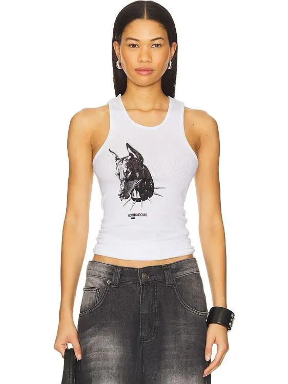 GOTHICMOCHAS I Wanna Be Your Dog Ribbed Tank - White