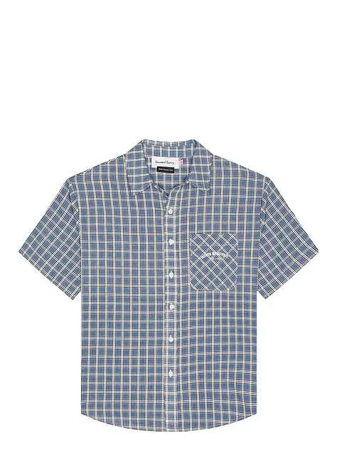 HOUSE OF SUNNY Grandad Check Button Down Shirt In Blue - Multi