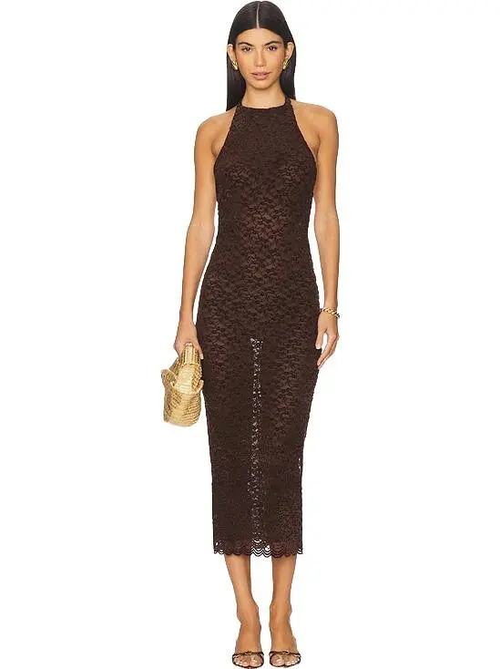 Lioness Members Midi Dress - Chocolate