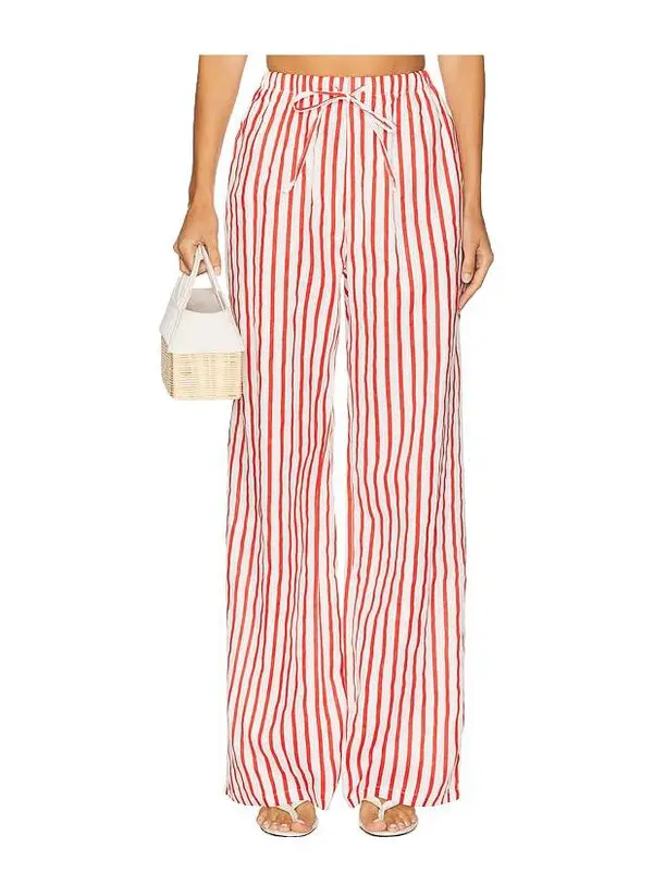 AEXAE Linen Drawstring Pant - Stripe Red