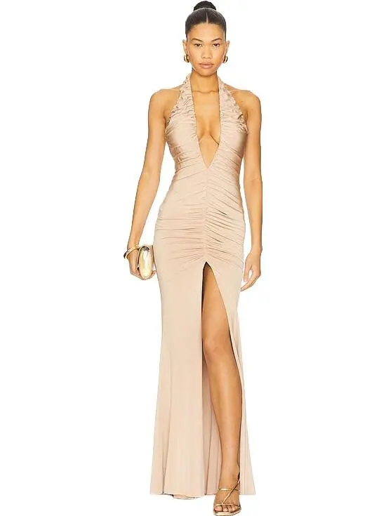 AWAVE STUDIO Chest And Leg Long Dress - Tan