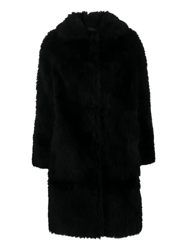 YVES SALOMON Faux-fur Wool-blend Coat - Black