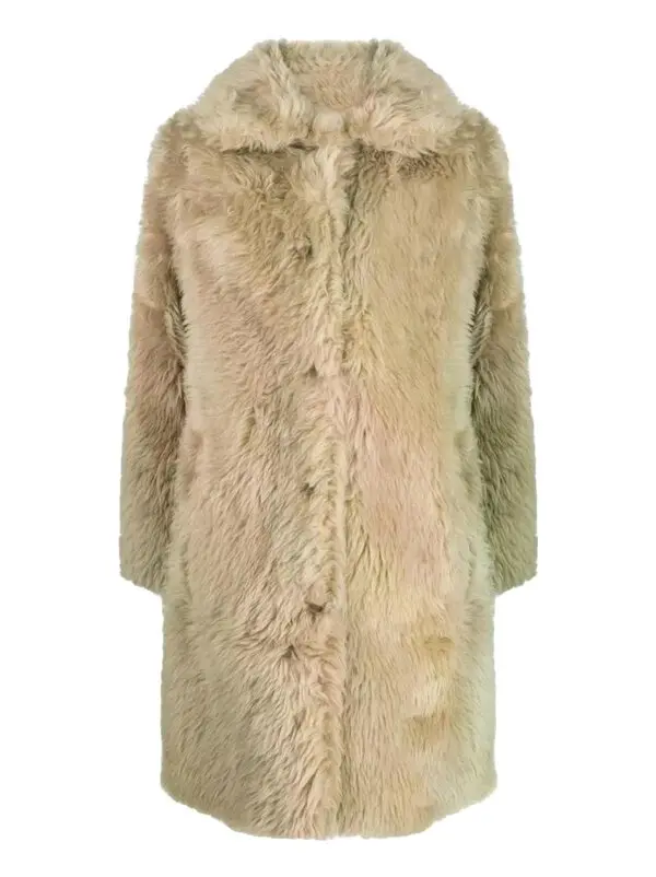 YVES SALOMON Faux-fur Coat With Spread Collar - Neutrals
