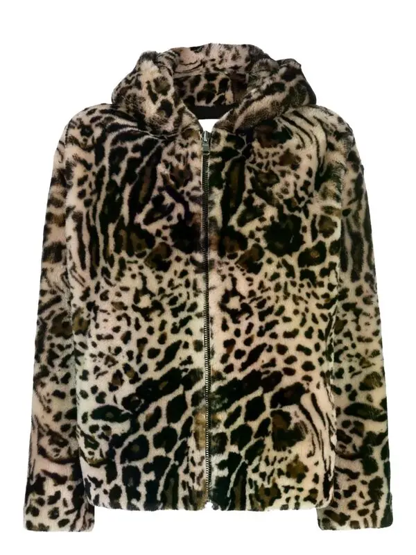 YVES SALOMON Leopard-print Shearling Hooded Jacket - Neutrals
