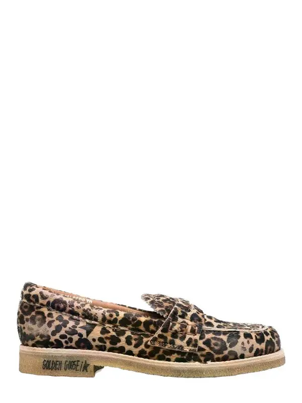 GOLDEN GOOSE Leopard-print Round-toe Loafers - Brown