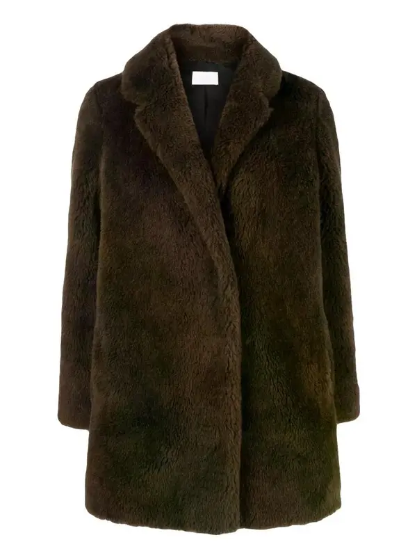 YVES SALOMON Notched-collar Single-breasted Coat - Brown