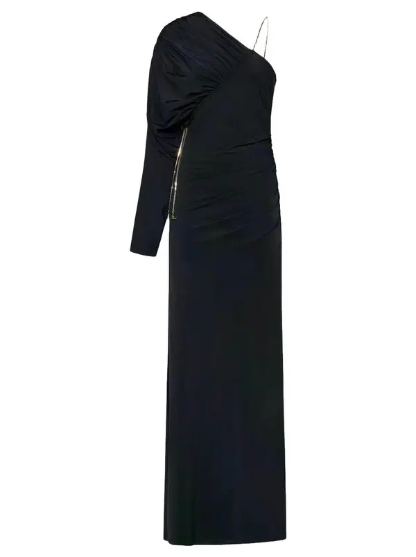 DANAMÉ Asymmetrical Draped Evening Dress - Black