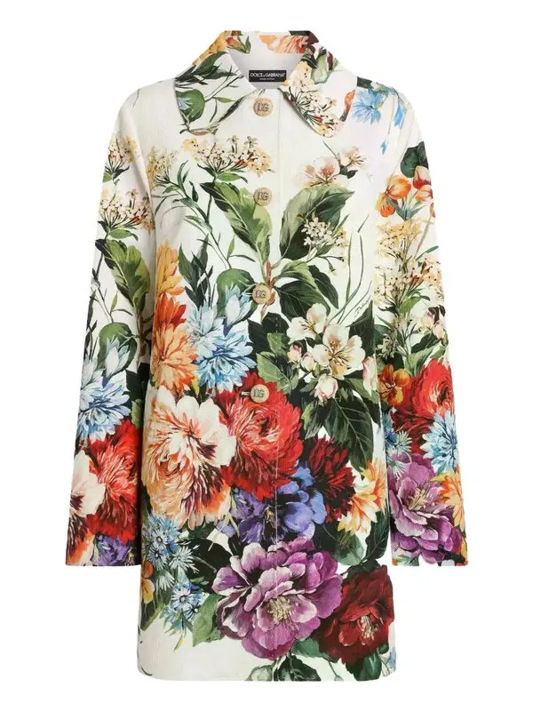 Dolce & Gabbana Floral-print Coat - White