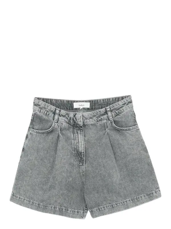 Ba&sh Gilou Pleated Denim Shorts - Grey