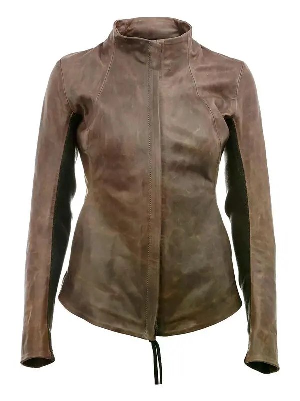 Boris Bidjan Saberi Zipped Fitted Leather Jacket - Brown