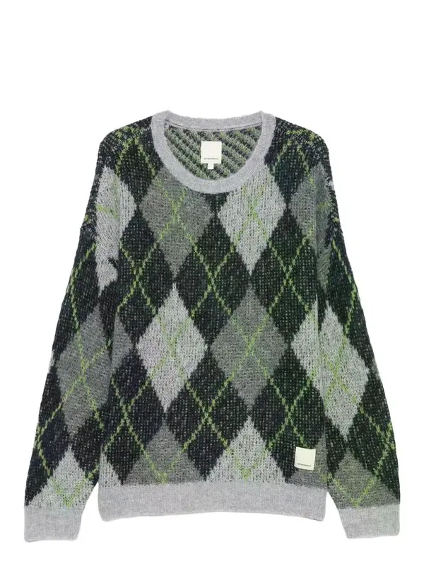 Emporio Armani Argyle-check Jumper - Grey