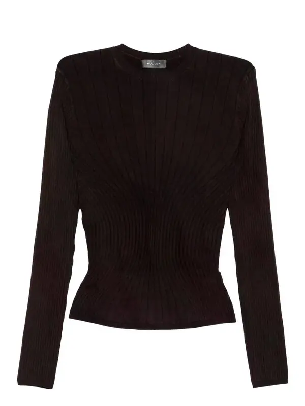 MUGLER Ribbed Long-sleeve Top - Purple