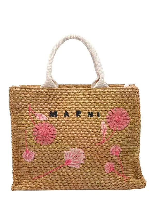 Marni Embroidered Floral Tote Bag - Brown