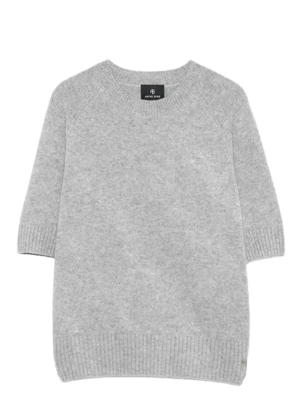 ANINE BING Short-sleeve Cashmere Sweater - Grey
