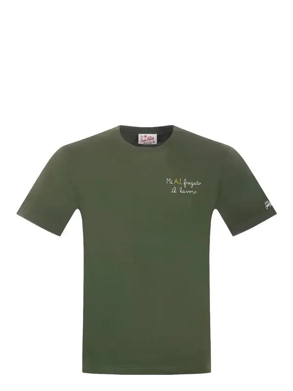 MC2 SAINT BARTH Portofino Embroidered Crew-neck T-shirt - Green