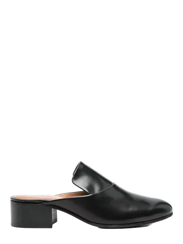 ANNE THOMAS 40mm Leather Block-heel Mules - Black