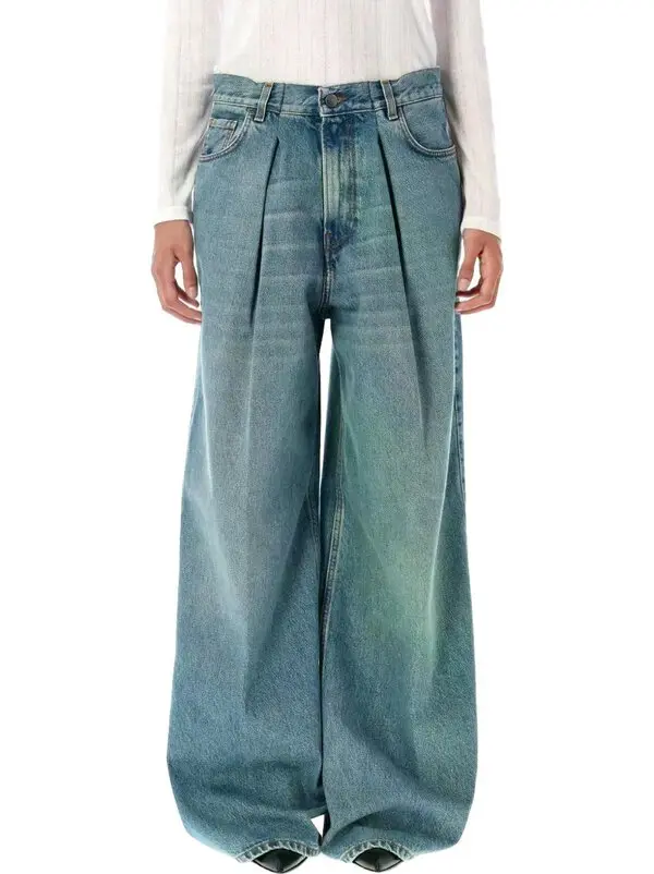 HAIKURE Candy Pleated Wide-leg Jeans - Blue
