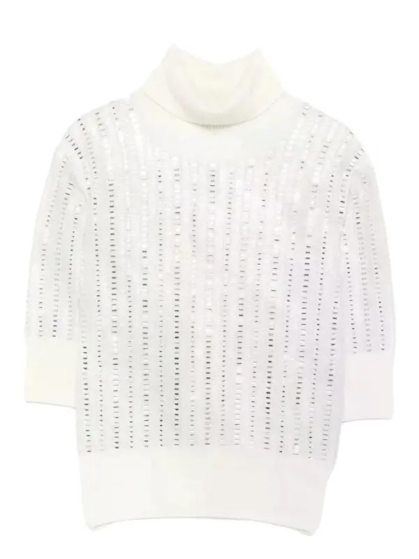 Ermanno Scervino Embellished Turtleneck Top - White