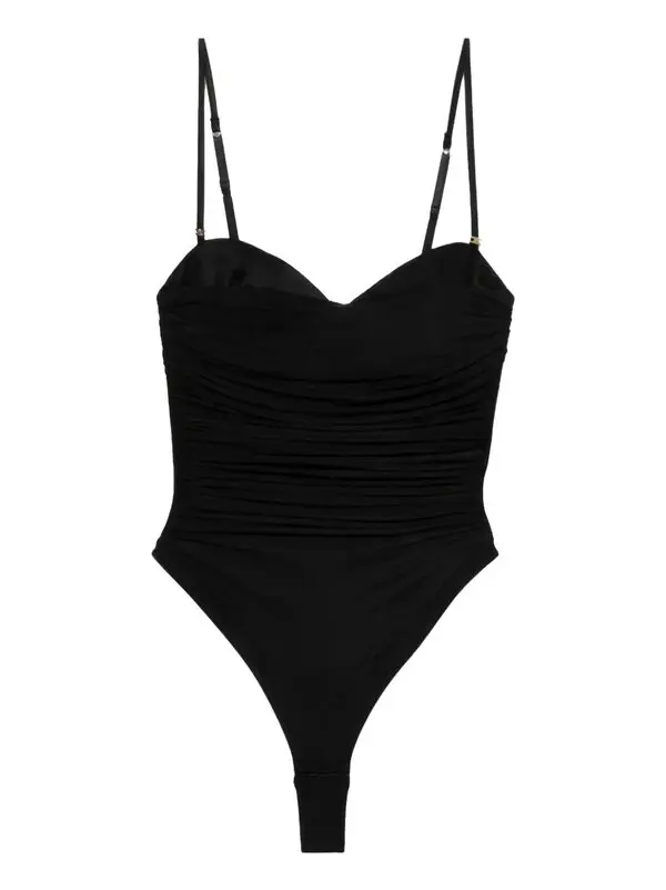Elisabetta Franchi Ruched-panel Bodysuit - Black