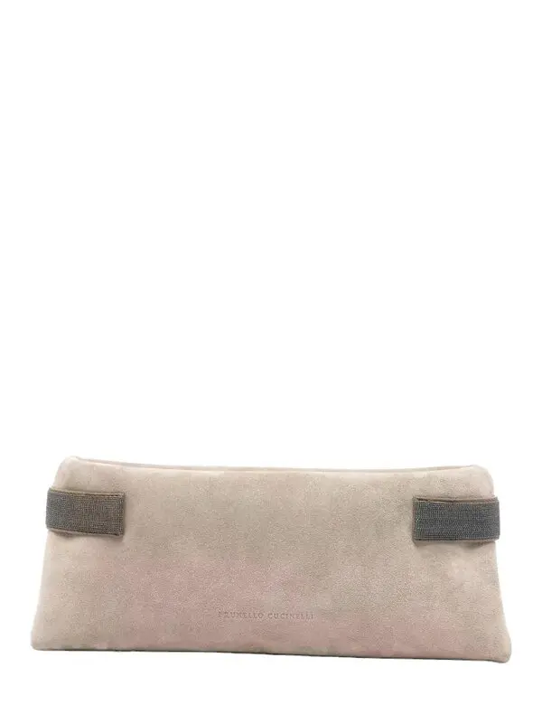 Brunello Cucinelli Monili-chain Suede Clutch - Grey