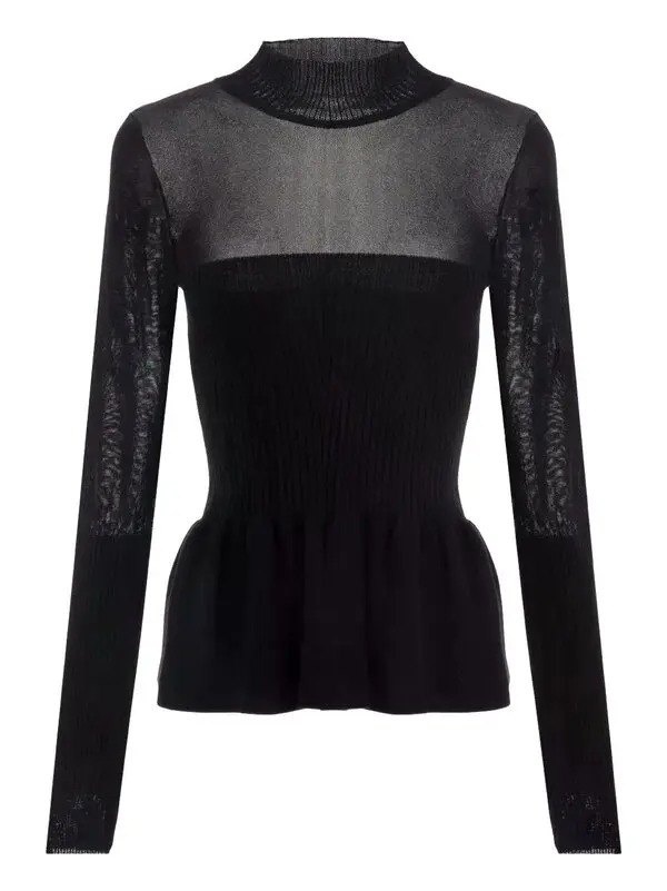 RENATA BRENHA Knitted Peplum Top - Black