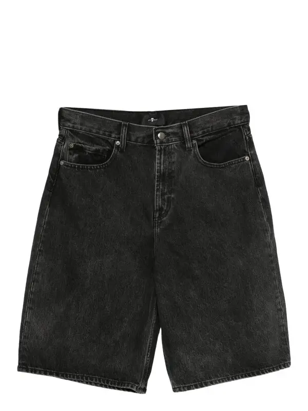 7 For All Mankind Cotton Denim Shorts - Black