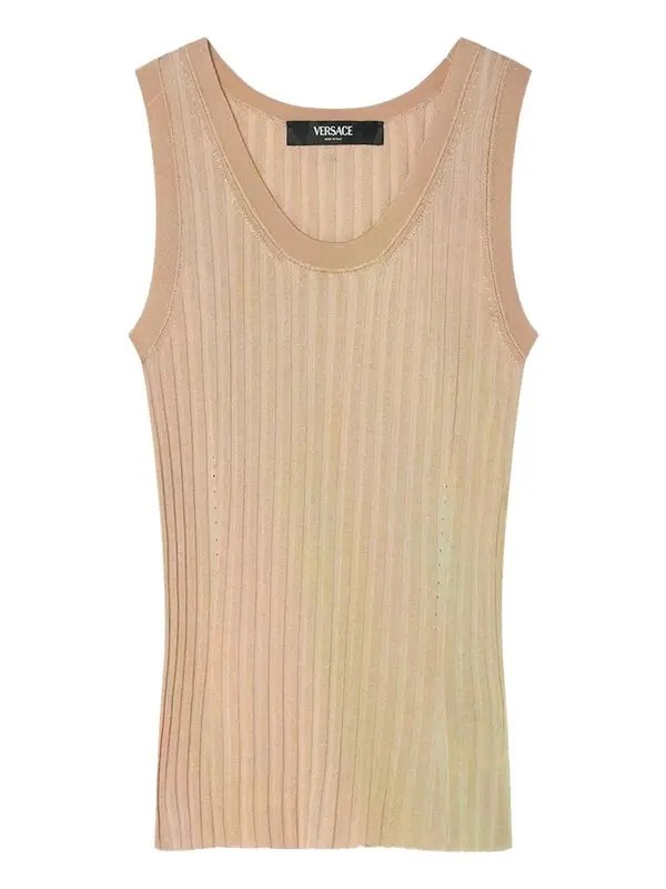 Versace Ribbed Sleeveless Top - Neutrals