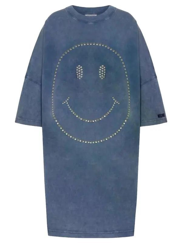Moschino Smiley Face-studded Mini Dress - Blue