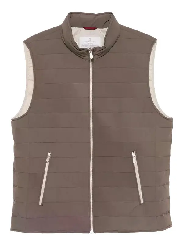 Brunello Cucinelli Quilted Zip-front Vest - Brown