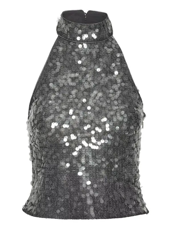 Remain Birger Christensen Sequin Halter-neck Top - Grey