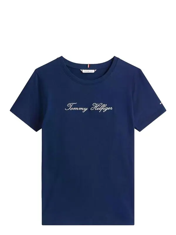 Tommy Hilfiger Embroidered-logo Cotton T-shirt - Blue