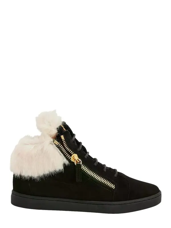 GIUSEPPE ZANOTTI Kriss Fur-trimmed Sneakers - Black